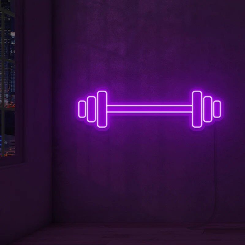 Barbell Weight Neon Sign for Gym and Fitness Room