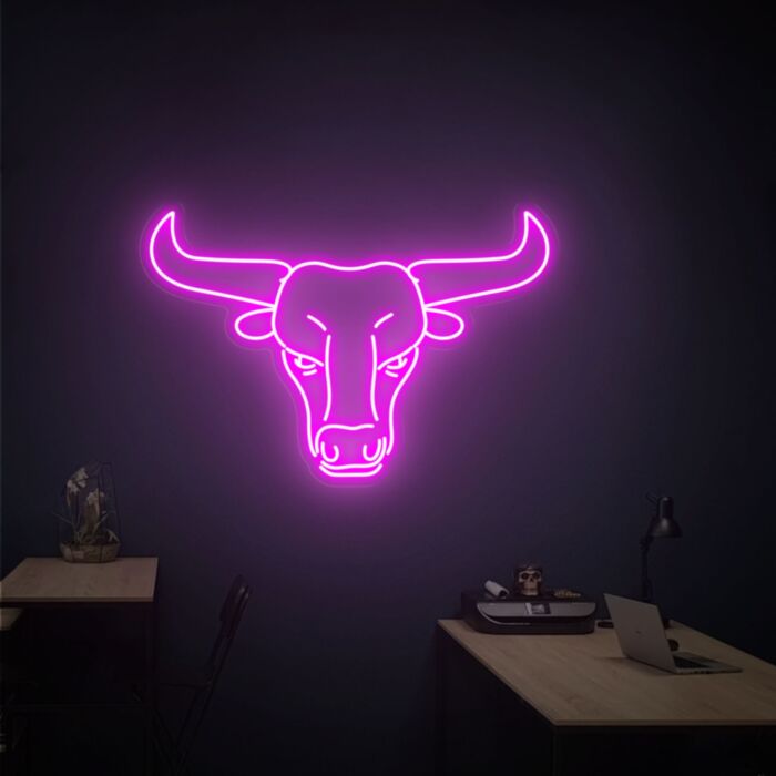 Bull Head Led Neon Longhorn Head Skull Light Sign
