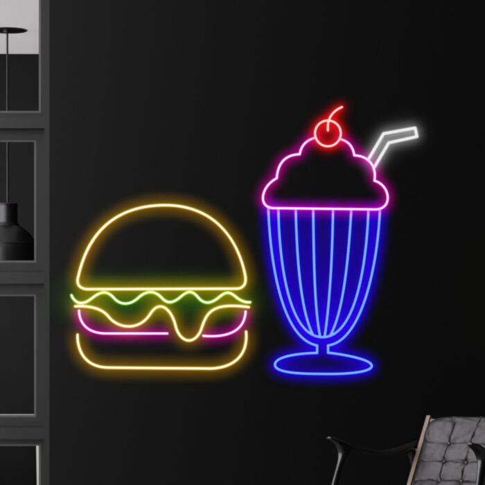 Burger And Shake Led Neon Sign Burger And Shake Neon Light Restaurant ...
