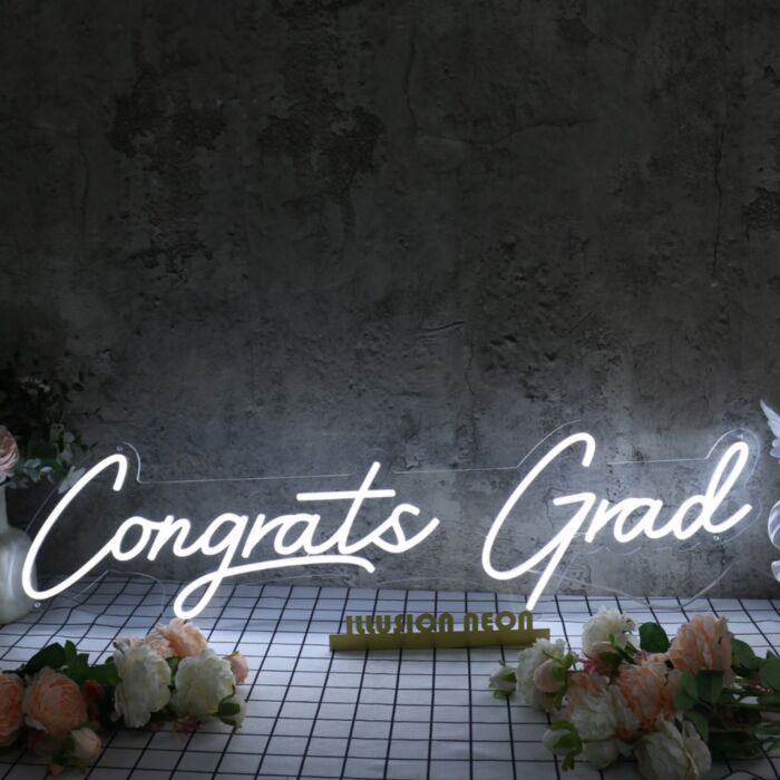 Congrats Grab White Neon Sign