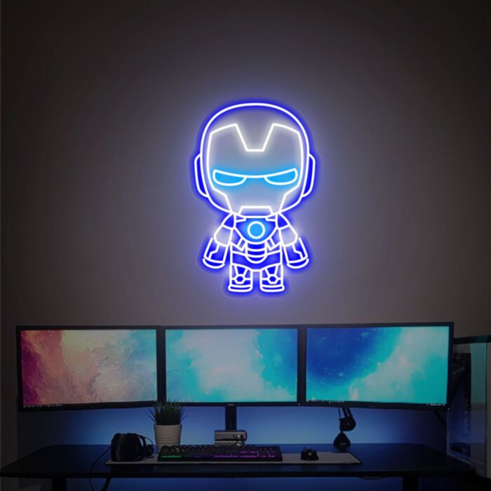 Cute Iron Man Neon Sign Size And Color Neon Lights Decor Game Room Wall ...
