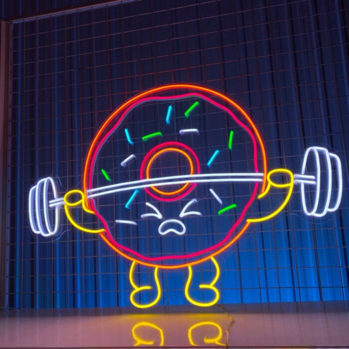Donut And Dumbbell Led Neon Sign Donut Led Neon Sign Donut Bakery