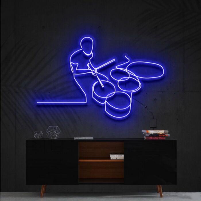 Drummer Line Art Neon Sign