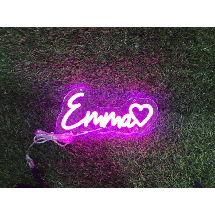 Emma With Heart Pink LED Neon Sign