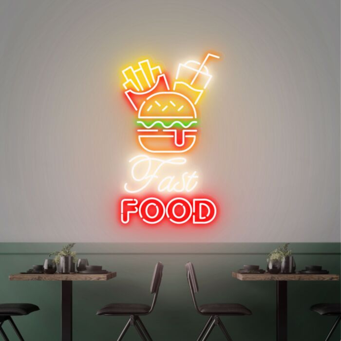 Fast Food Neon Sign Hamburger Cola Neon Led Fast Food Wall Decor Neon Sign