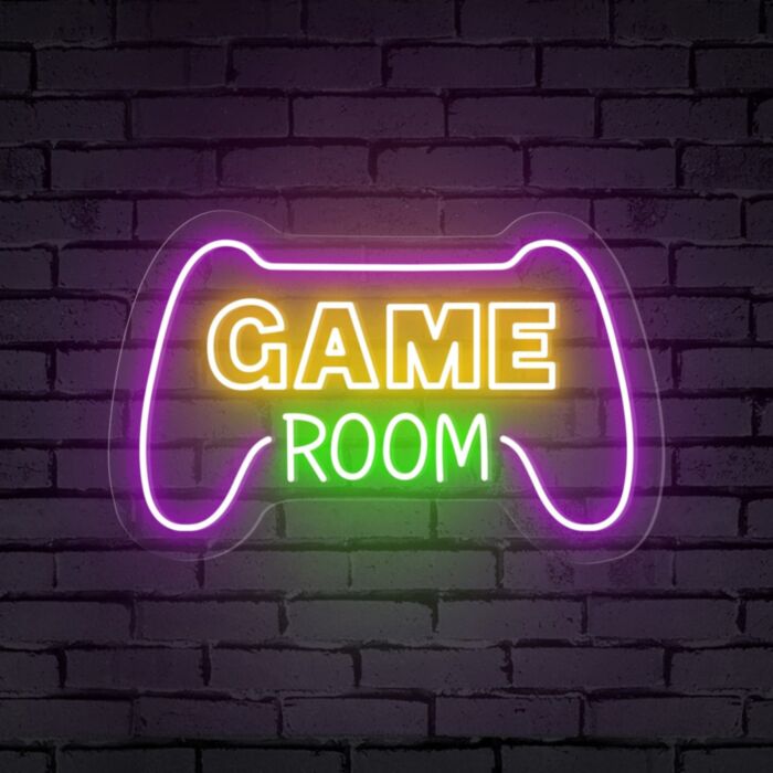 Game Room Words Console Controller Neon Sign