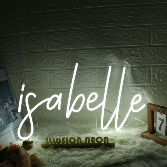 Isabelle White Name Neon Sign