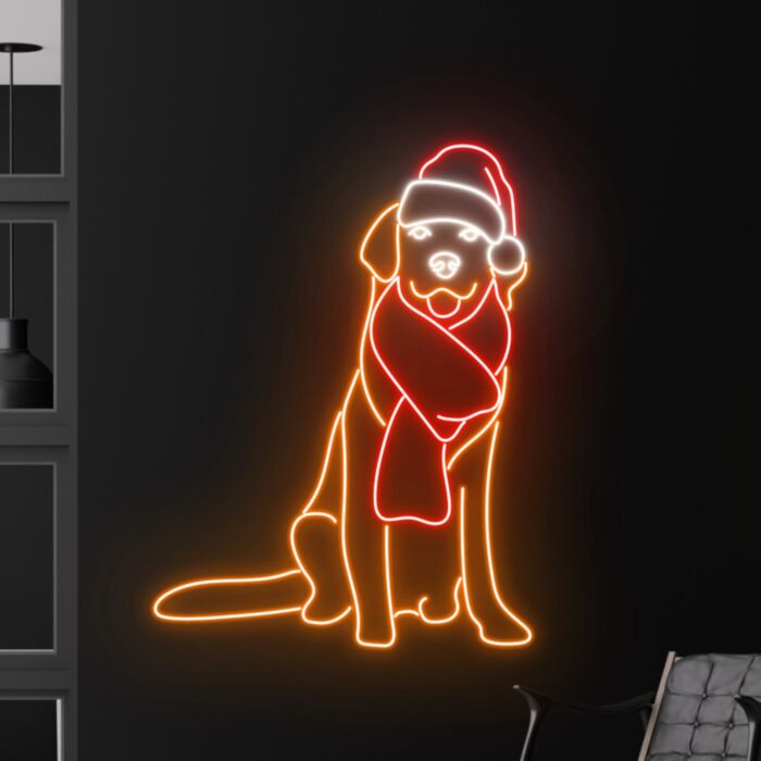 Labrador Christmas Hat Led Neon Sign Christmas Labrador Led Sign