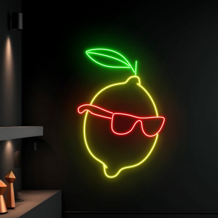 Lemon Glasses Led Neon Sign Custom Lemon Led Sign Cute Fruit Led Light