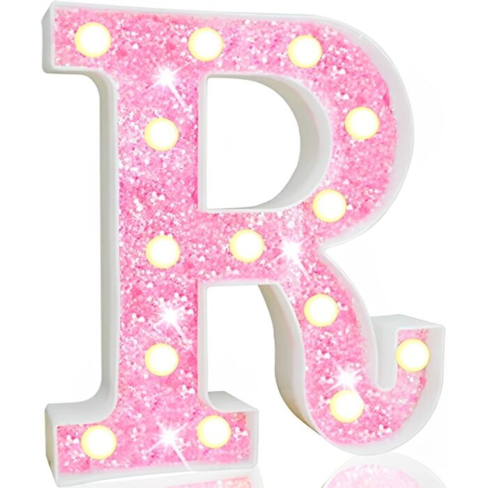 Steel Marquee Letter R Alphabet Pink Shiny Shimmering High-End Custom ...