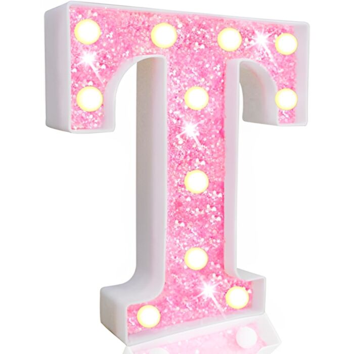 Steel Marquee Letter T Alphabet Pink Shiny Shimmering High-End Custom ...