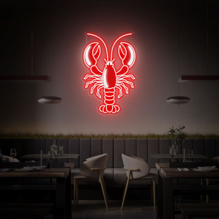 Lobster Uv Led Neon Sign Seafood Restaurant Wall Decor