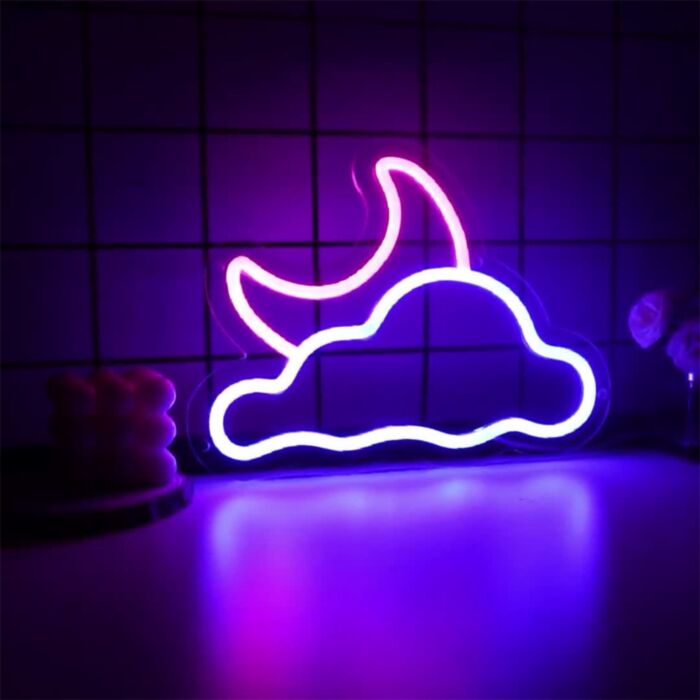 Moon and Cloud LED Neon Sign