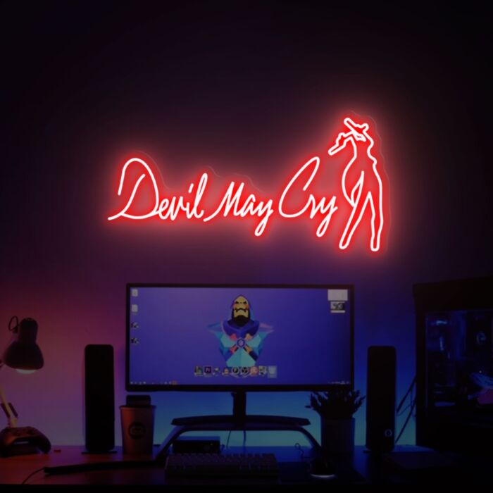 Neon Sign Devil May Cry Dmc Sign Neon Dmc Wall Art Video Game Sign