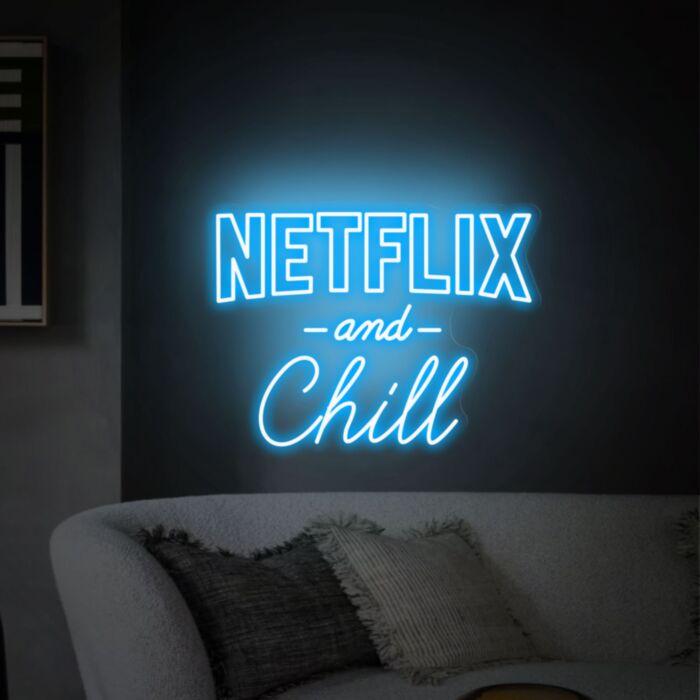 Netflix And Chill Neon Sign Size And Color Neon Lights Decor Game Room ...
