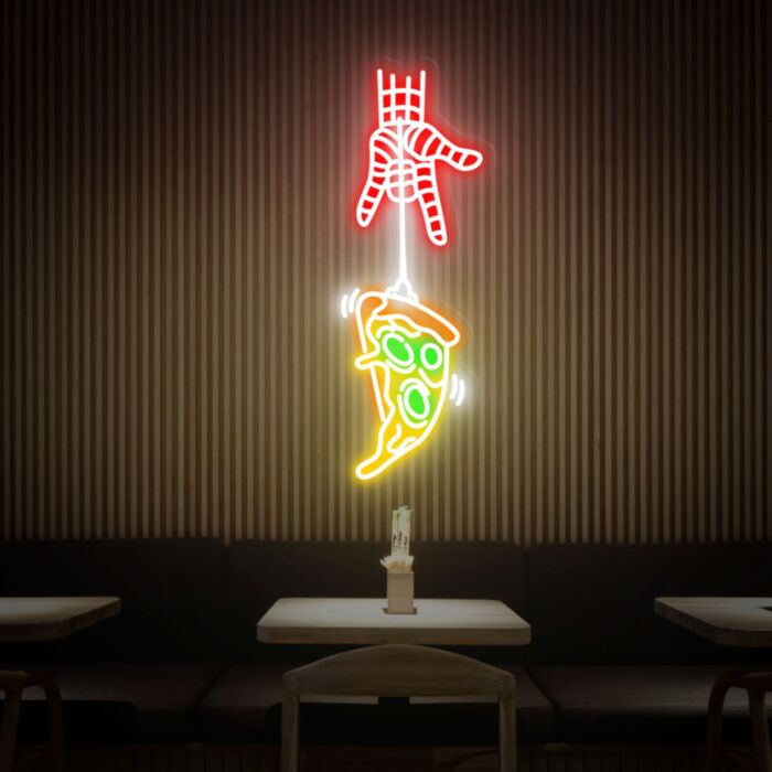 Pizza Led Neon Sign Hand Pizza Storefront Sign Wall Art