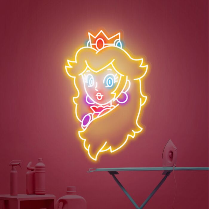 Princess Peach Neon Sign Super Mario Neon Lights Decor Game Room Wall ...