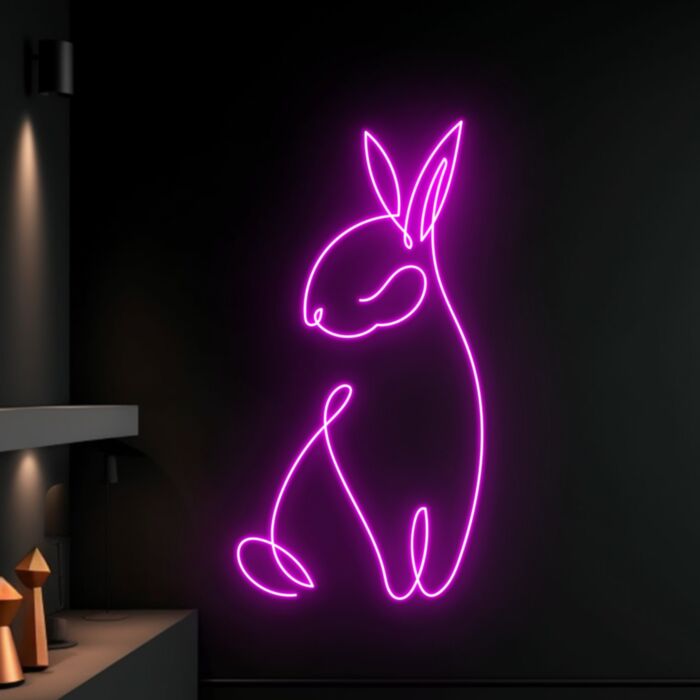 Rabbit Led Neon Sign Custom Rabbit Led Sign Cute Animal Club Decor
