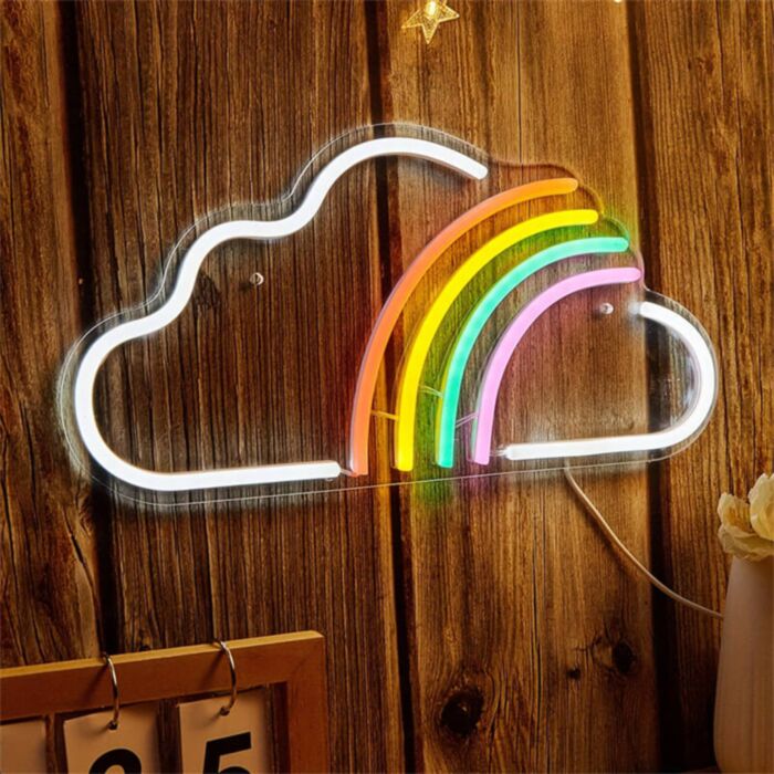 Rainbow Cloud Shaped White LED Neon Sign