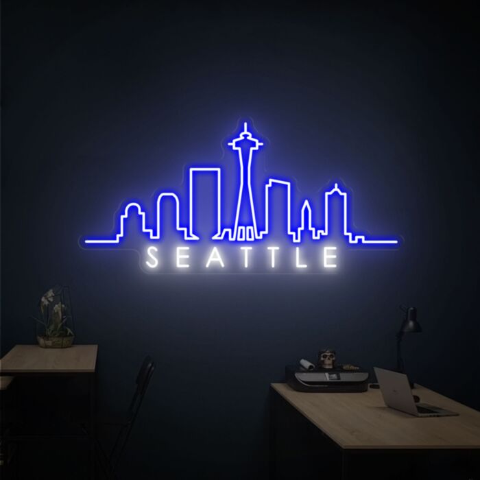 Seattle Skyline City Skyline Home Decor Neon Sign