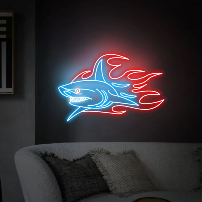 Shark Neon Sign Size And Color Neon Lights Decor Game Room Wall Decor Home