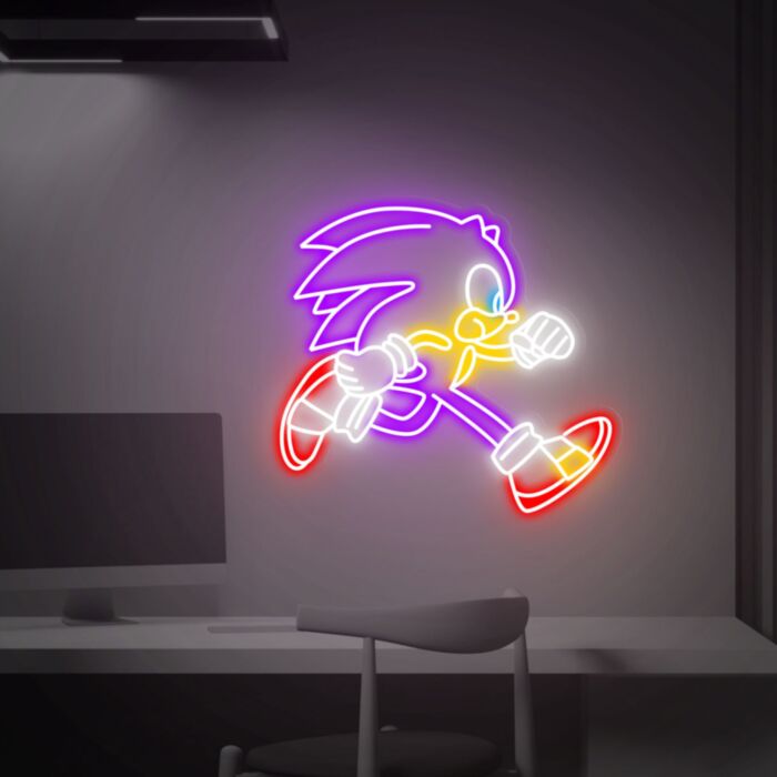 Sonic Led Neon Sign Running Sonic Neon Light Sign Game Room Wall Decor Home