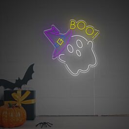 Boo With Ghost LED Neon Sign
