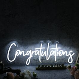 Congratulations White Neon Sign
