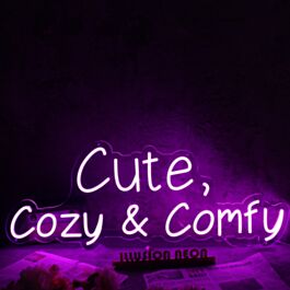 Cute Cozy And Comfy Pink Neon Sign