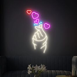 Finger Heart Neon Sign Size And Color Neon Lights Decor Game Room Wall ...