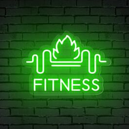 Fitness Word Barbell Neon Sign