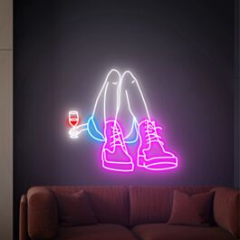 Girl With Wine Led Neon Sign Party Crazy Neon Light Wall Art