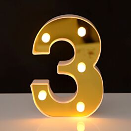 Steel Marquee Letter Golden Number 3 Three High-End Custom Zinc Metal ...