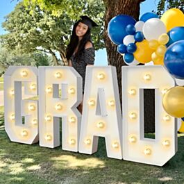 Steel Marquee Letter Grad Party Decor Warm White High-End Custom Zinc ...