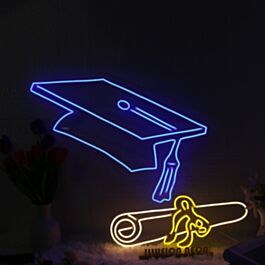 Graduation Cap With Diploma Neon Sign