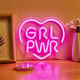 Grl Pwr With Heart LED Neon Sign