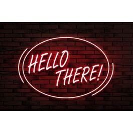 Hello There Neon Sign Red Neon Sign Hung On the Brick Background MJ10262