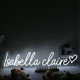Isabella Claire White Neon Sign