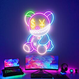 Kaw Teddy Bear Neon Sign Size And Color Neon Lights Decor Game Room ...