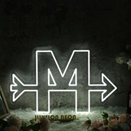 Letter M With Arrow Neon Sign