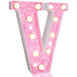 Steel Marquee Letter V Alphabet Pink Shiny Shimmering High-End Custom ...