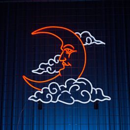 Moon And Clouds Led Neon Sign Moon And Clouds Neon Light Moon Lover Led ...