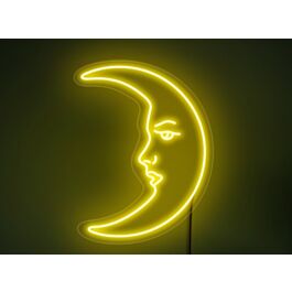 Moon face neon sign Crescent moon sign bedroom Moon wall art Moon wall ...