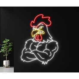 Muscular Rooster Muscle Chicken Led Sign Restaurant Decor Led Neon Sign ...
