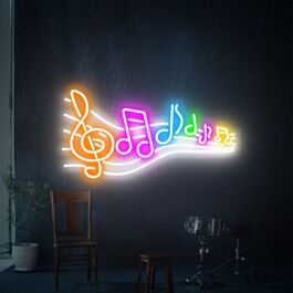 Music Flow Neon Sign Wall Art Musical Notes Neon Sign