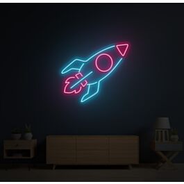 Neon Rocket Blue and Pink Neon Sign MJ10154
