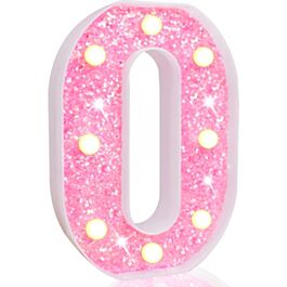 Steel Marquee Letter Number 0 Pink Color Shiny Shimmering High-End ...