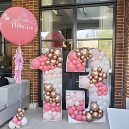 Steel Marquee Letter Number 13 Thirteen Pink White Gold Balloon High ...