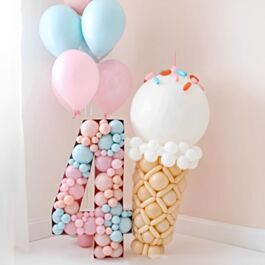 Steel Marquee Letter Number 4 Four Pink Light Blue Balloon High-End ...