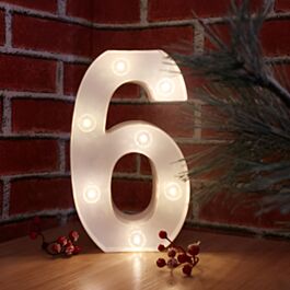 Steel Marquee Letter Number 6 Six Warm White High-End Custom Zinc Metal ...